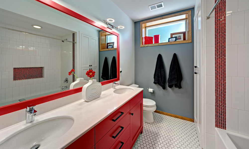 Red Vanity and Mirror